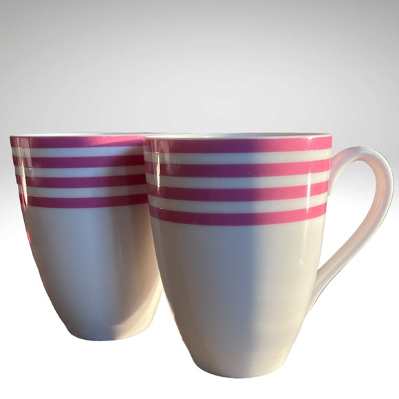 Lenox | Kitchen | Lenox Continental Pink Stripe Coffee Mugs Set Of Two ...